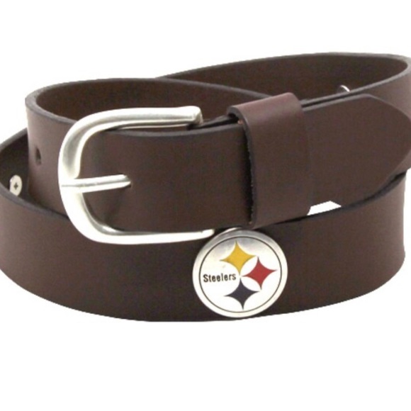 Accessories | Pittsburgh Steelers Emblem Leather Belt Brown | Poshmark